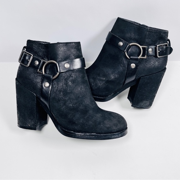 Ash | Shoes | Ash Falcon Suede Leather Black Heel Ankle Botties Moto ...